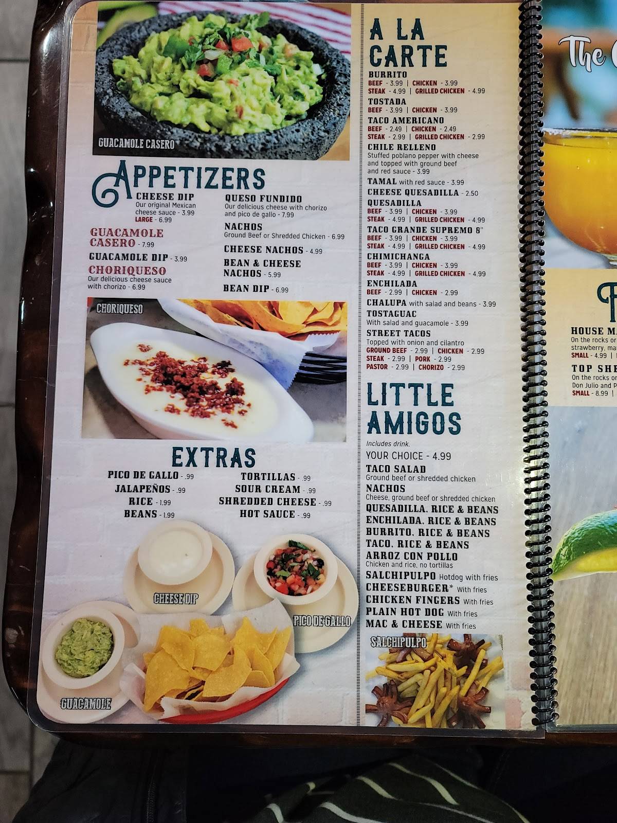 Menu at Los Toritos restaurant, Syracuse