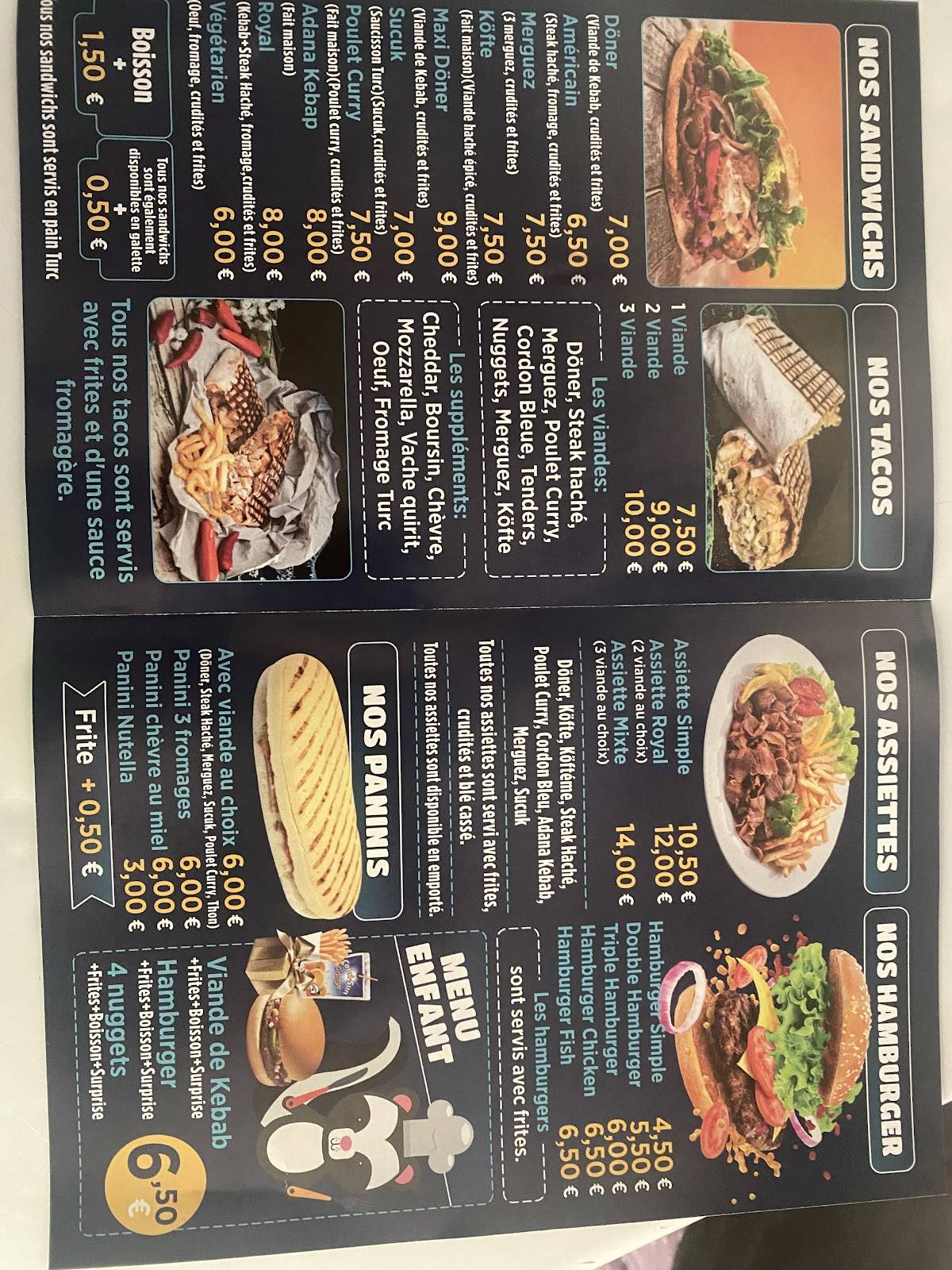 Menu au Los Turcos Döner restaurant, Grand-Couronne