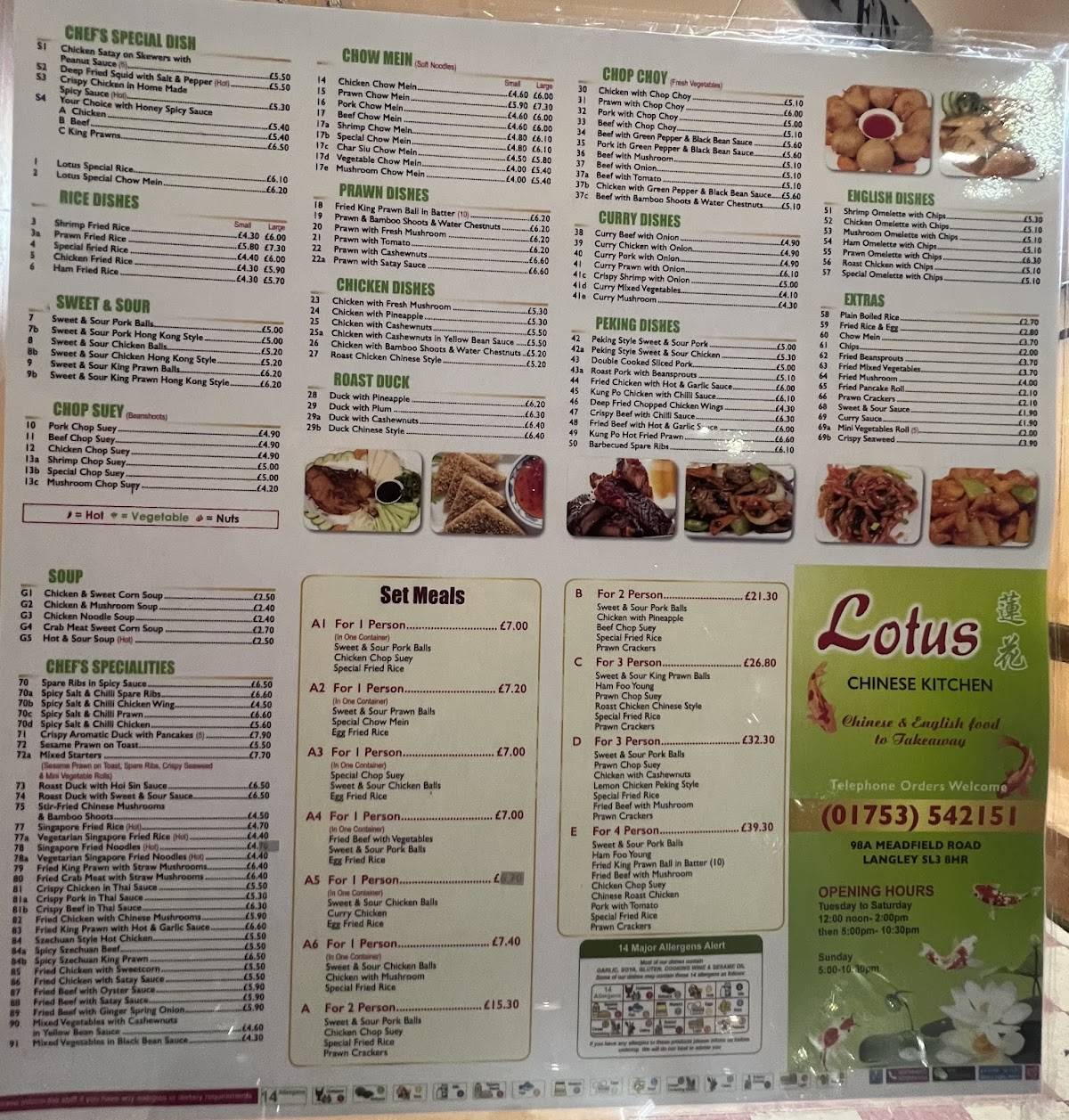 Menu at Lotus Kitchen fast food, Slough