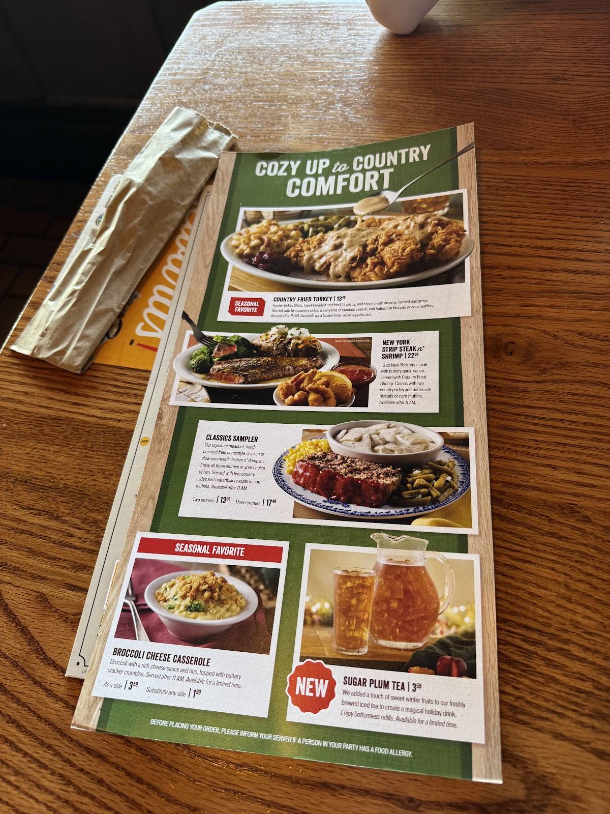 Carta de Cracker Barrel Old Country Store, Louisville, Brookridge ...