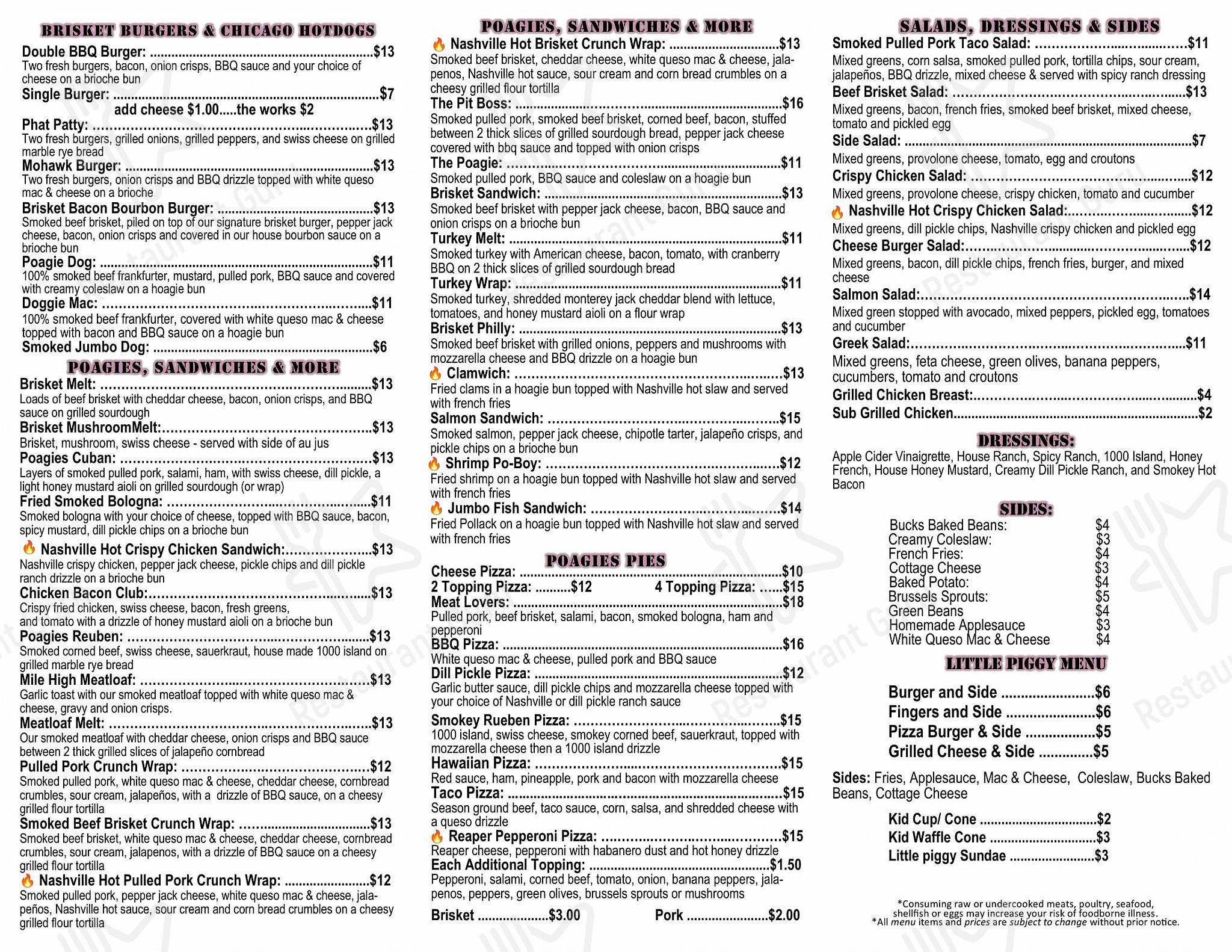 Menu at Poagies Bbq, Pizza, Ice Cream And More!, Louisville