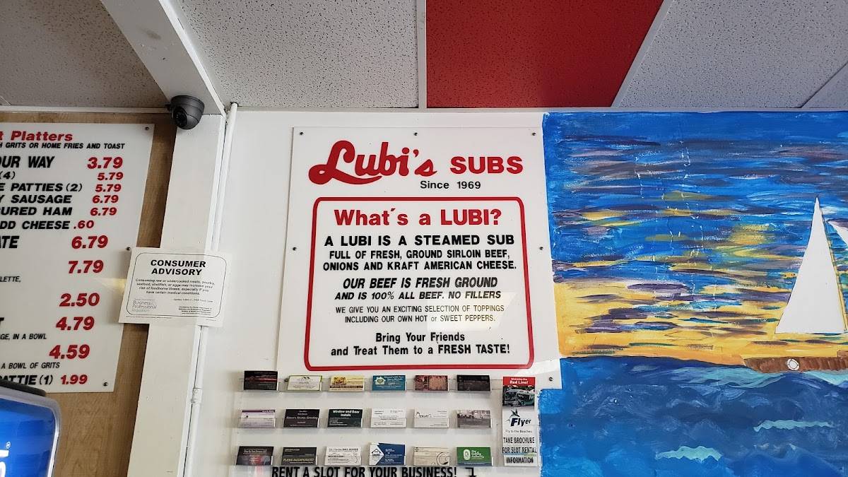 Menu at Lubi's Hot Subs fast food, Jacksonville, Beach Blvd