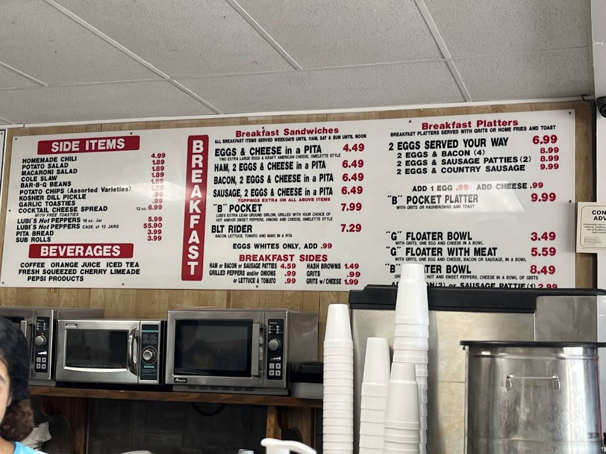 Menu at Lubi's Hot Subs fast food, Jacksonville, Beach Blvd