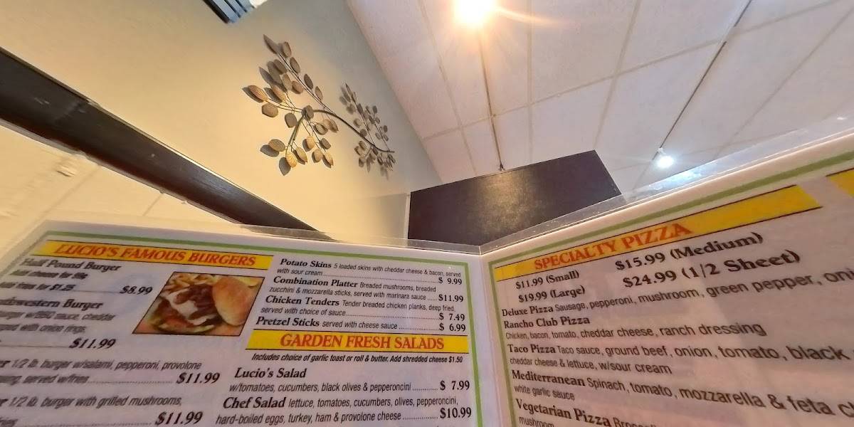 Menu at Lucio's restaurant, Eastlake