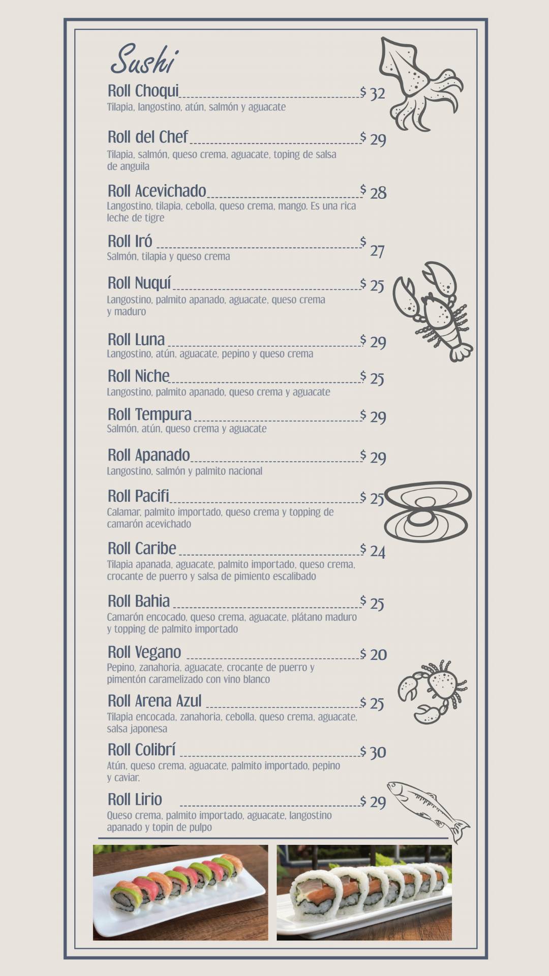 Carta Del Restaurante Sushi Luna Roja Medellín