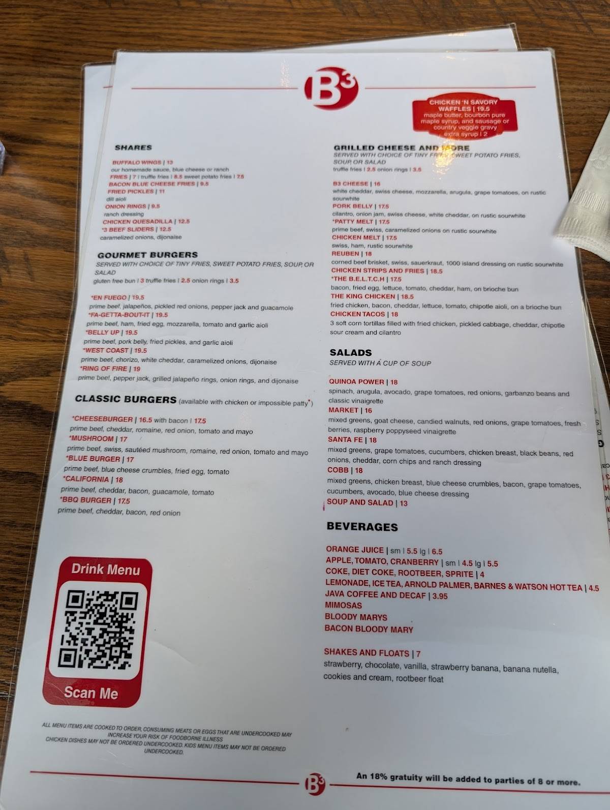 Menu at B3 Breakfast & Burger Bar, Lynnwood