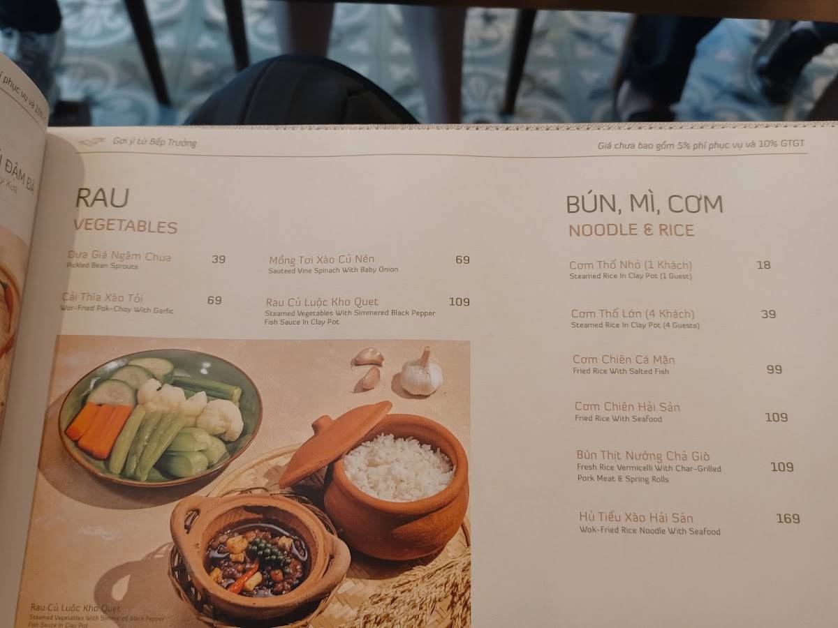 Menu at Mây - Vietnamese Cuisine restaurant, Ho Chi Minh City