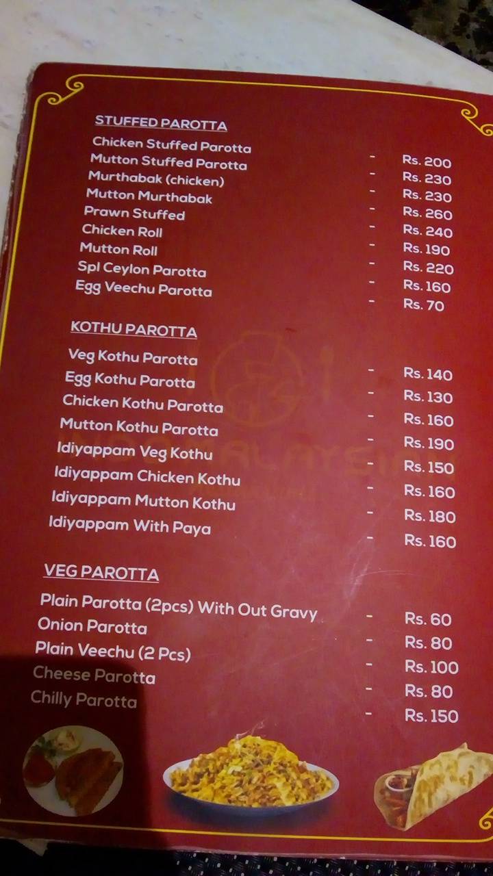 Menu at MALAYSIAN PAROTTA, Chennai, 53