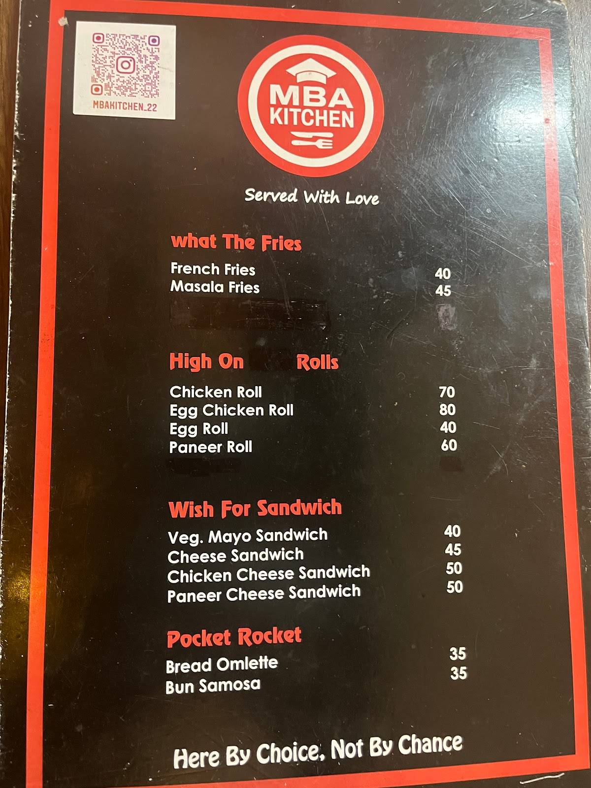 Menu at MBA Kitchen, Bengaluru
