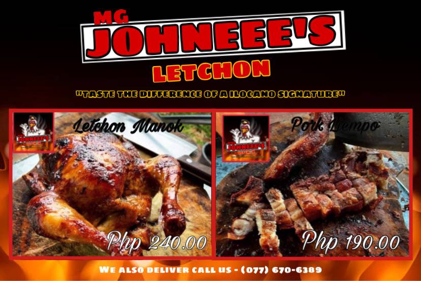 Menu at MG JOHNEEE'S LECHON HOUSE restaurant, San Nicolas