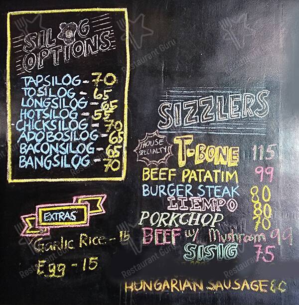 Menu at MR SIZZLERS restaurant, Makati