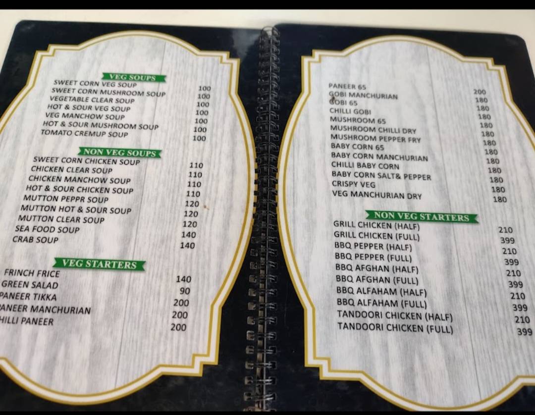 Menu at Arabian Garden SeaFood Restaurant, Madurantakam
