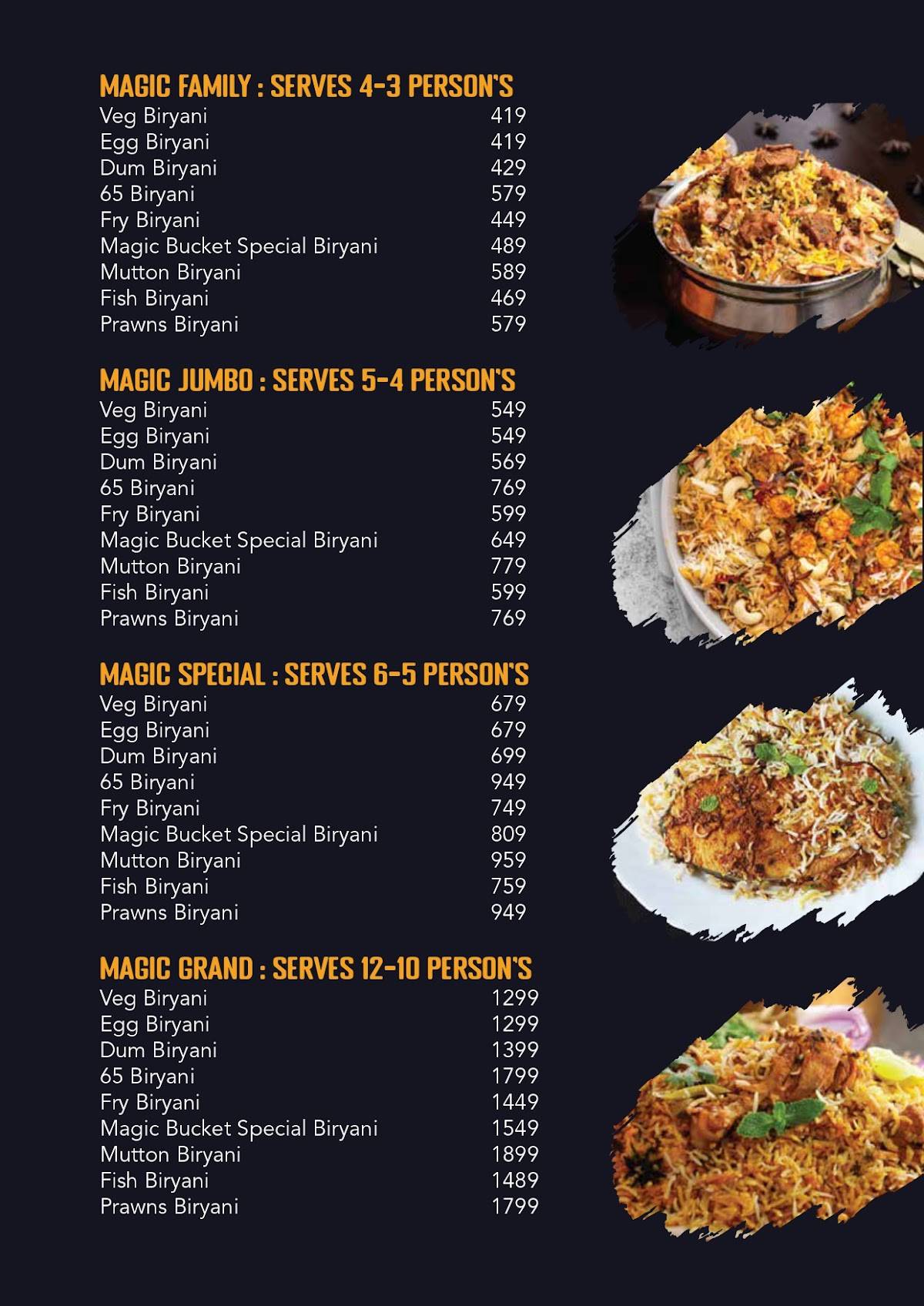 Menu at Magic Bucket Biryani Restaurant & Mandi, Hyderabad