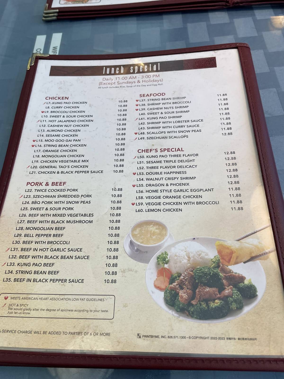 Menu at Magic Dragon Asian Cuisine restaurant, Santa Maria