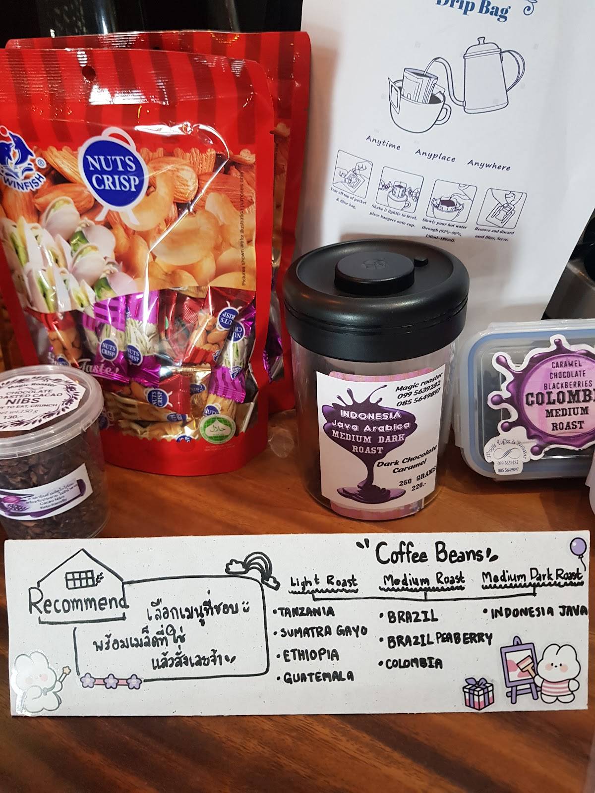 Menu at Magic Roaster cafe, Pran Buri