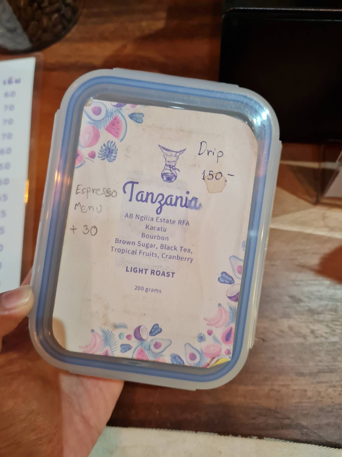 Menu at Magic Roaster cafe, Pran Buri