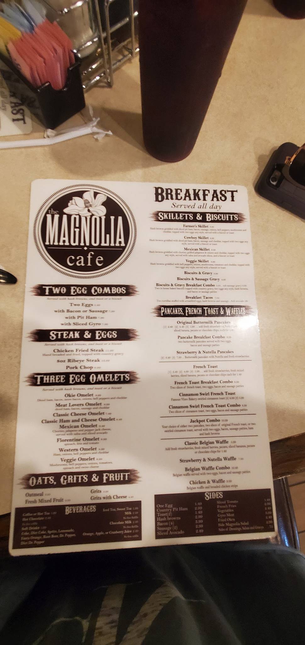 Menu at Magnolia Cafe, Durant