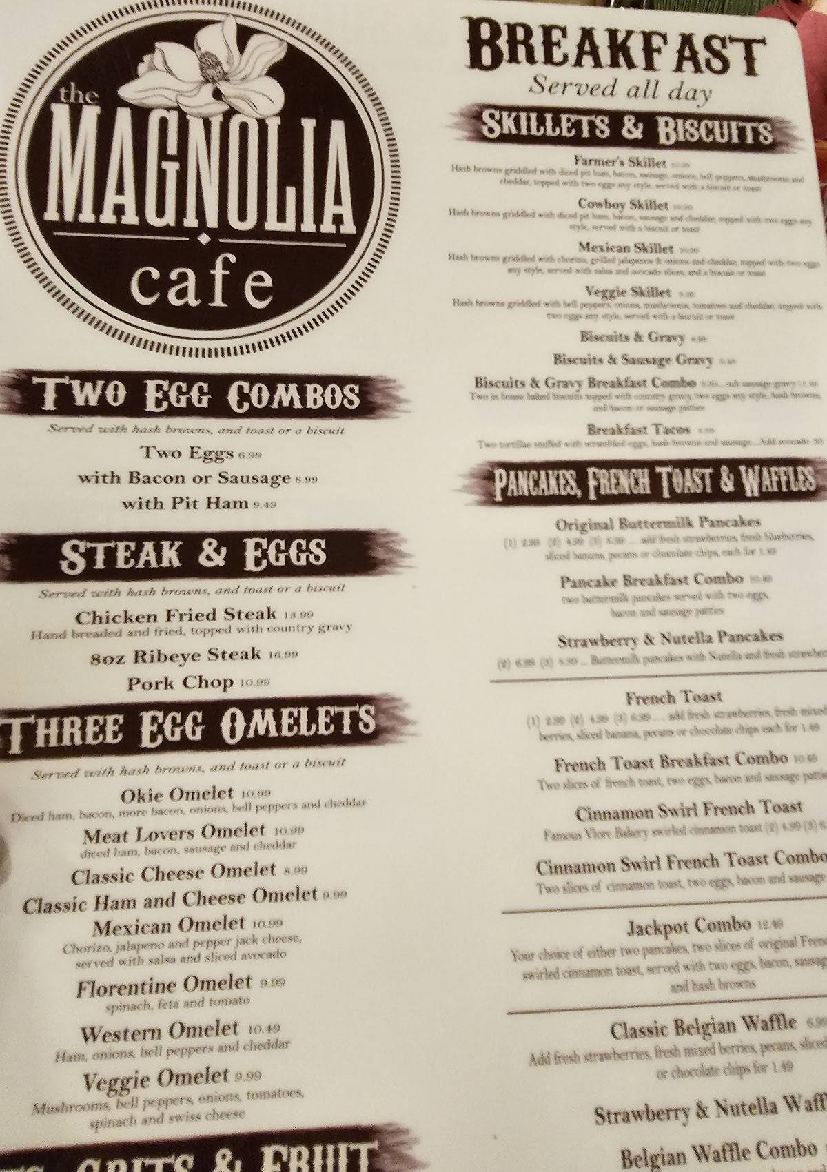 Menu at Magnolia Cafe, Durant