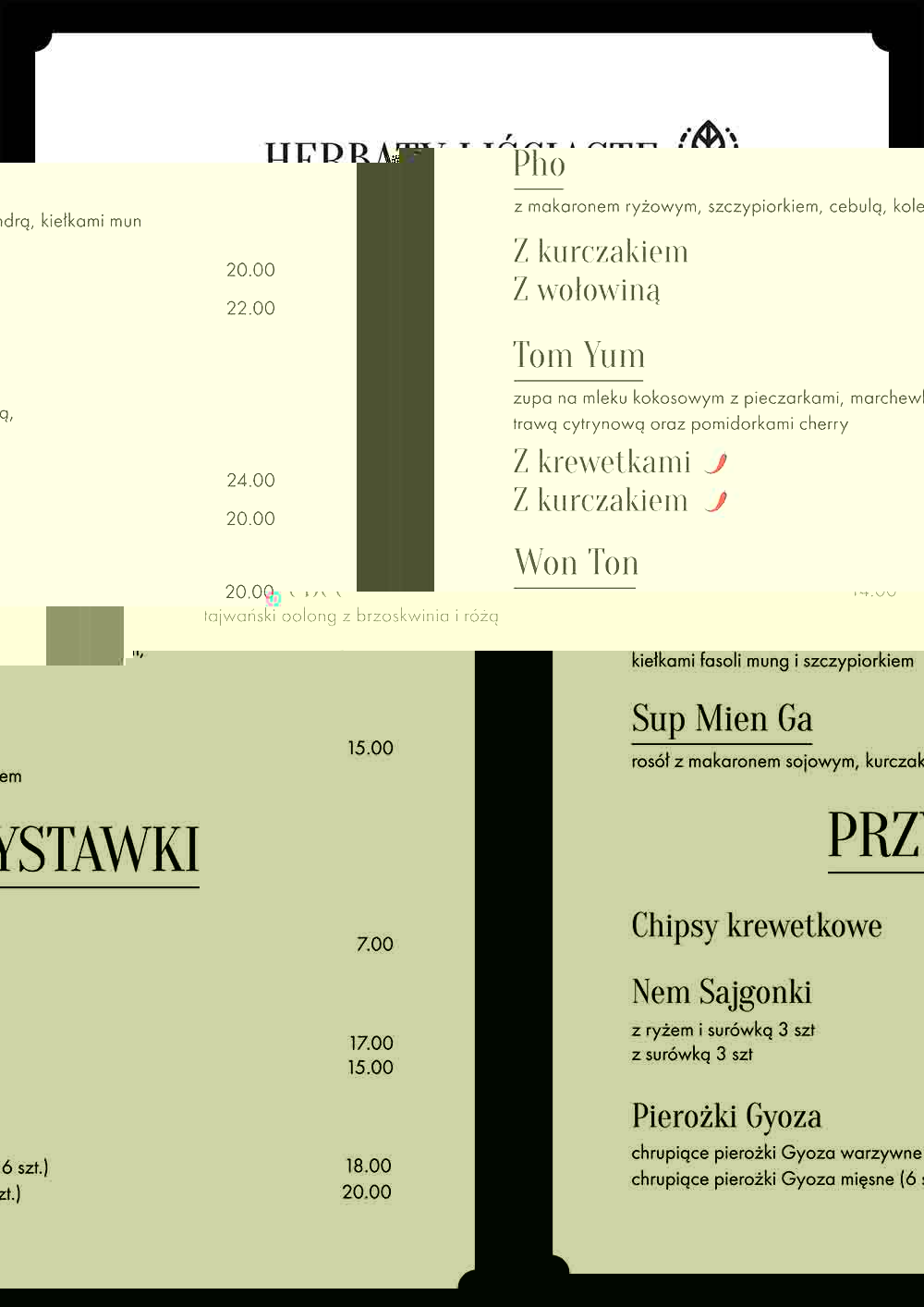 Menu at Mai-Thuy restaurant, Ożarów Mazowiecki