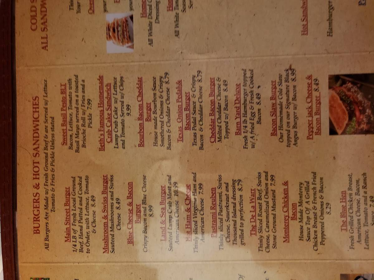 Menu at Main Street Cafe, Harrington