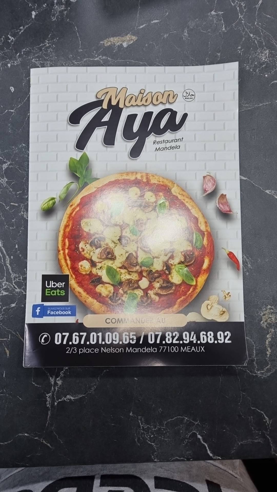 Menu at Maison Aya Mandela, Meaux