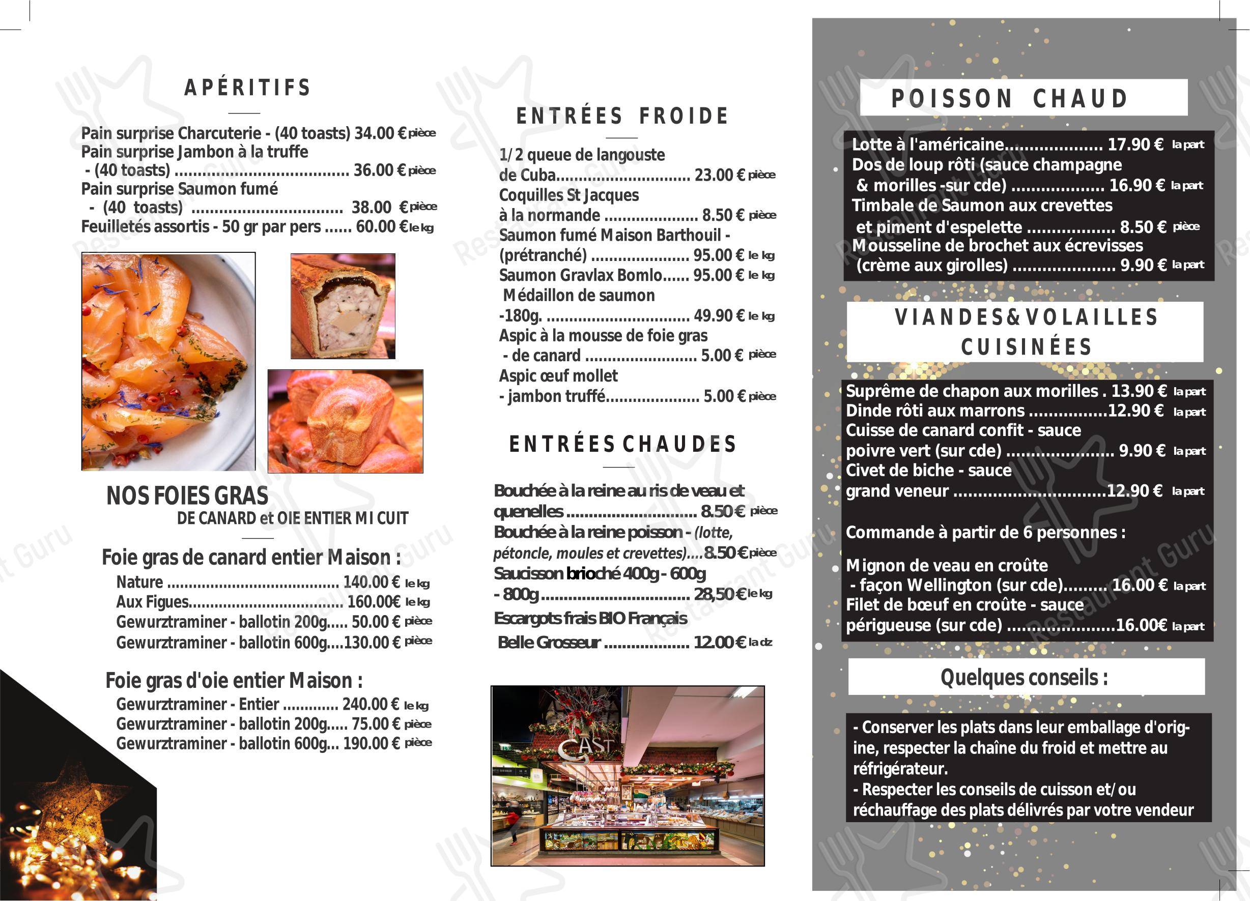 Menu at Maison Gast restaurant, Lyon