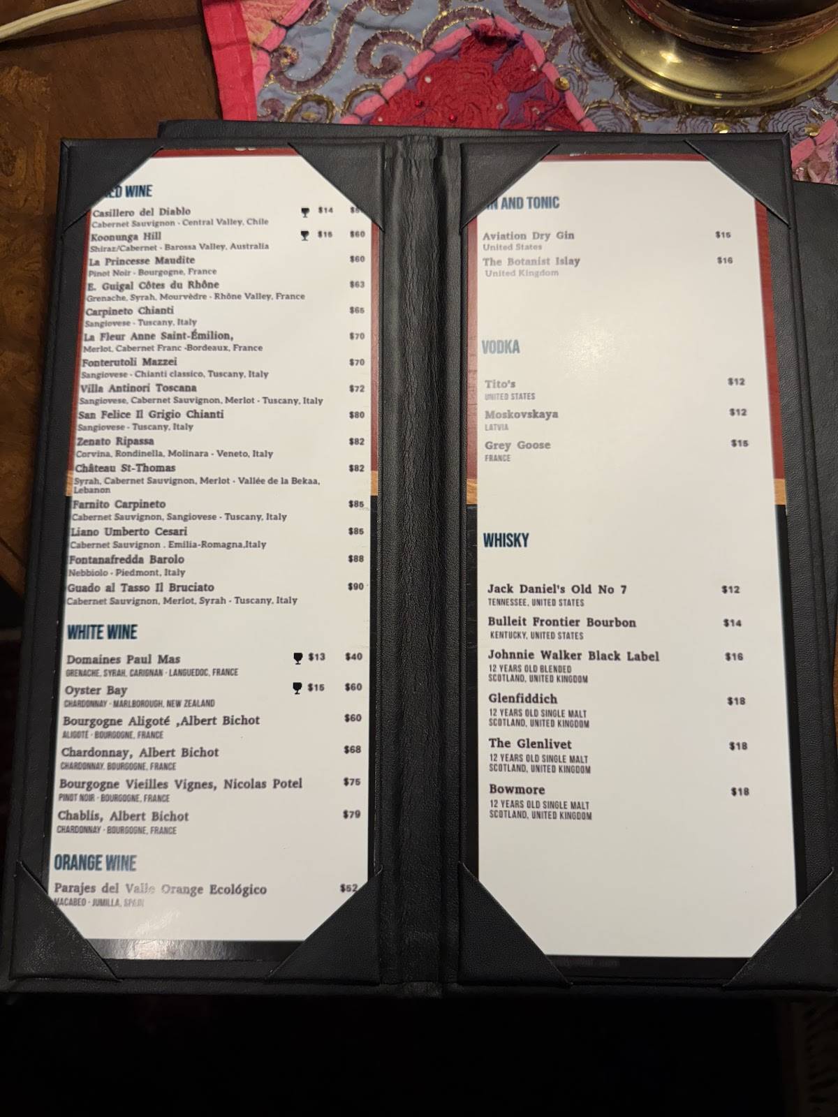 Menu at Maison Inja restaurant, Montréal