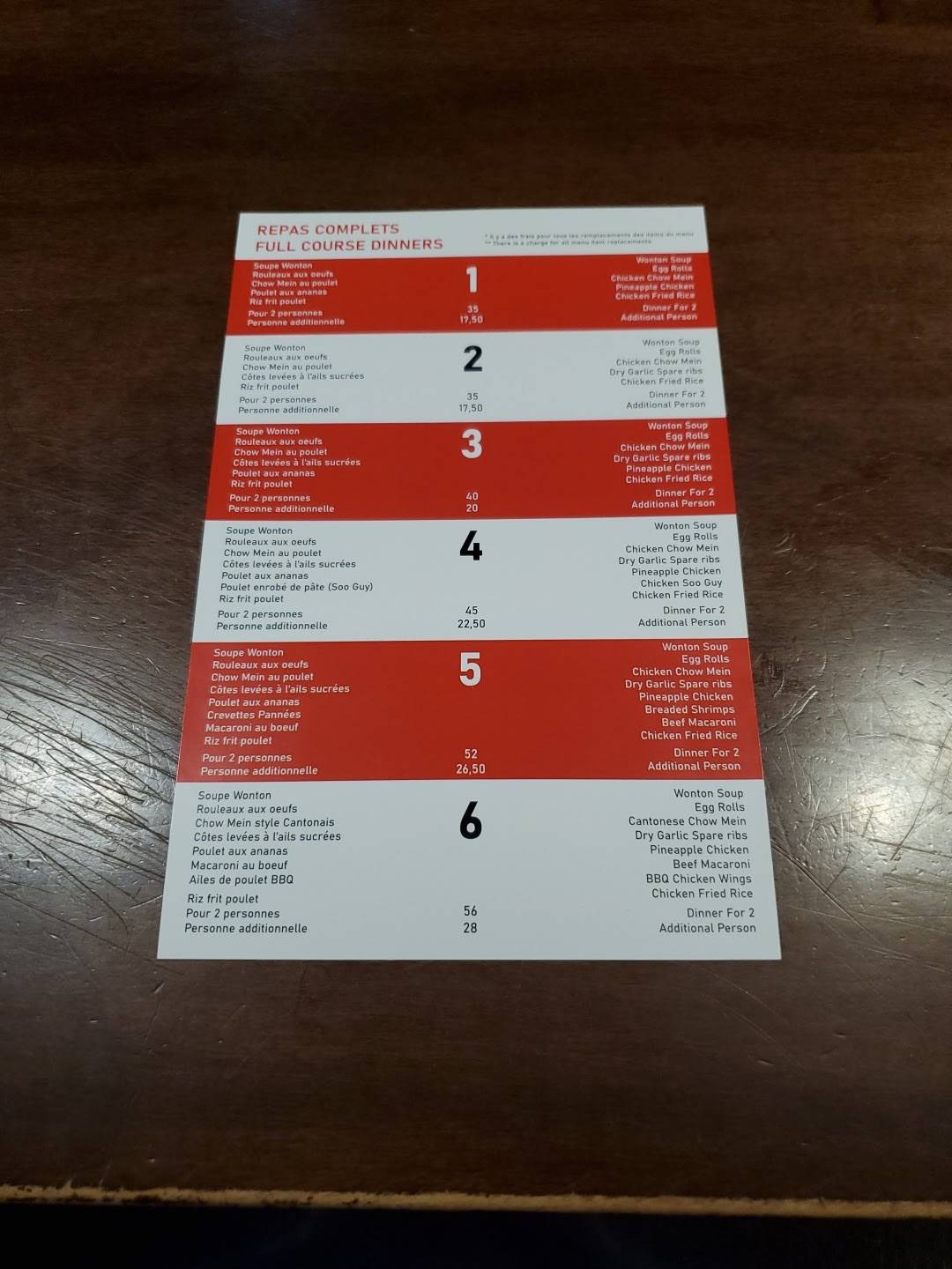 Menu at Maison Mansou restaurant, Laval