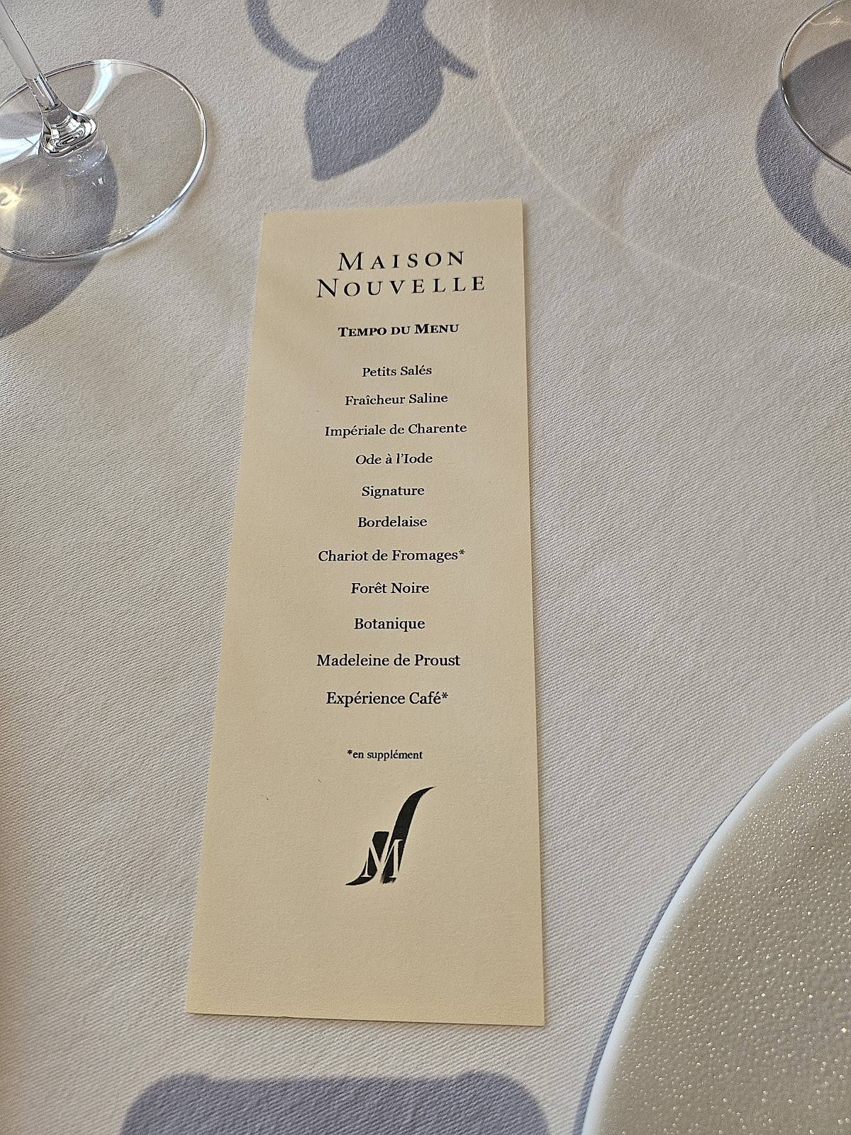 Menu au Maison Nouvelle restaurant, Bordeaux