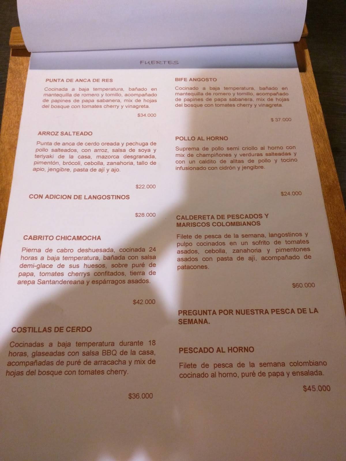 Carta del restaurante Maíz Pelao Cabecera, Bucaramanga, Cra. 37 #54-12