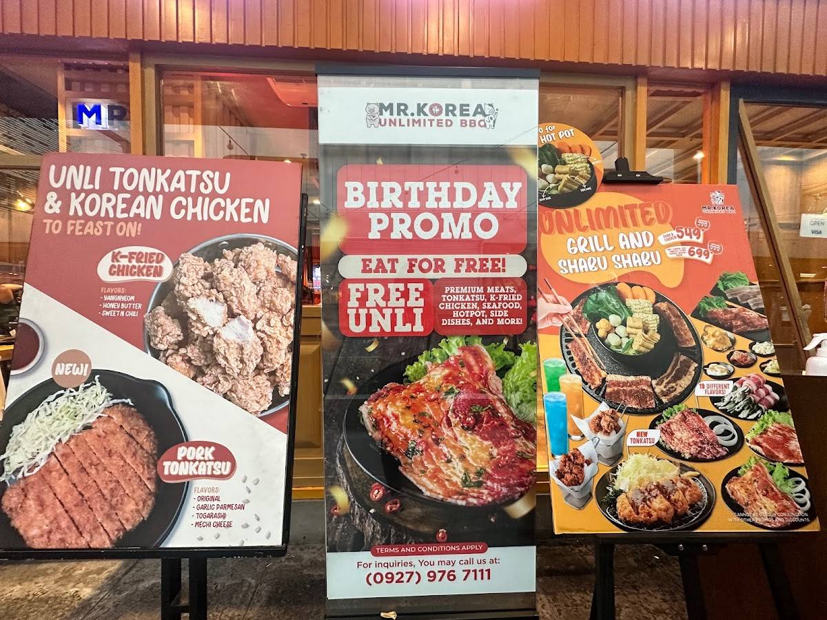 Menu at Mr. Korea restaurant, Makati