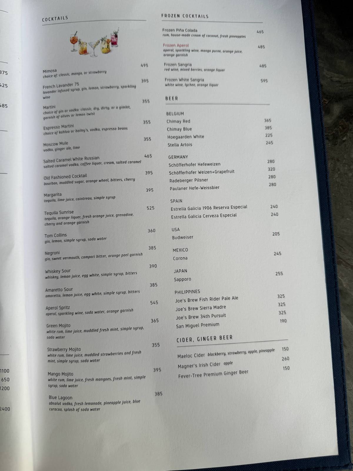 Menu at Refinery cafe, Makati, Joya Lofts & Towers