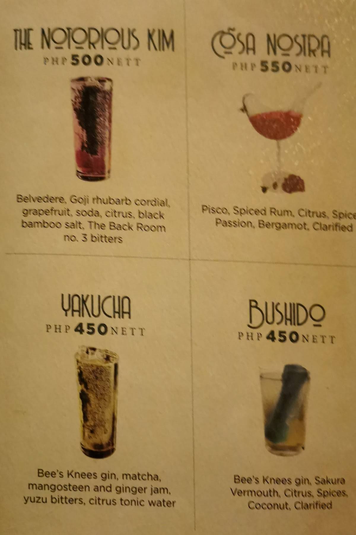 Menu at The Back Room pub & bar, Taguig, 30th Street