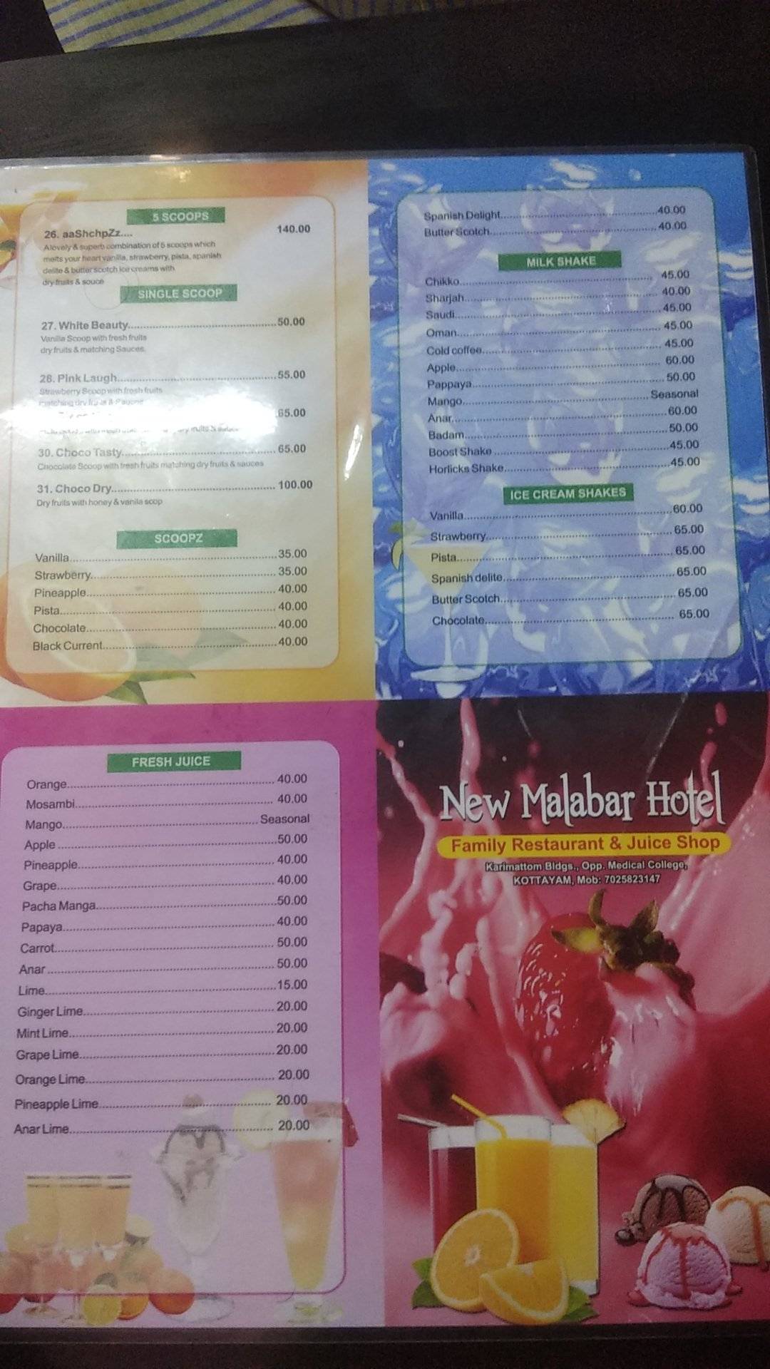 Menu at Malabar kitchen & Juice shop, Kottayam