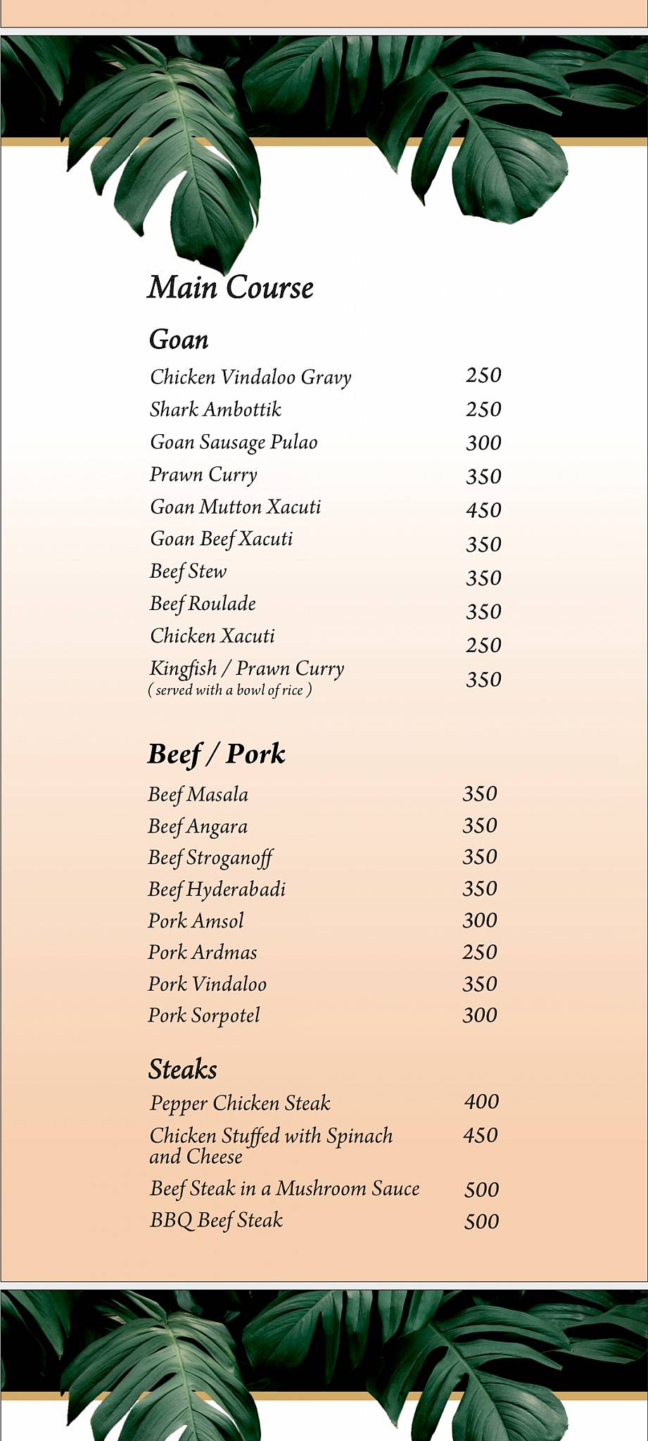 Menu at Malibu RestoBar Verna, Verna