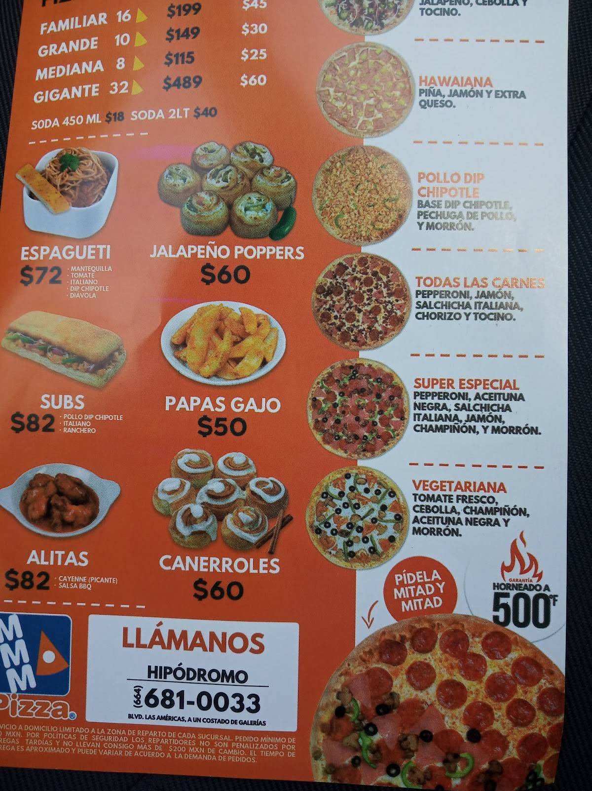 Menu at Mama Mia Pizza pizzeria, Tijuana, Blvd. de Las Americas 5117