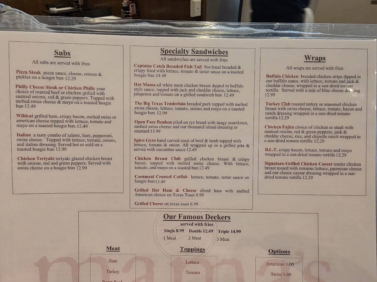 Menu at Mama's Porch and Grill restaurant, Williamsburg