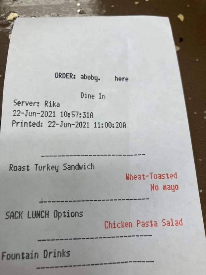 Menu at Mama's Sack Lunches restaurant, Montgomery