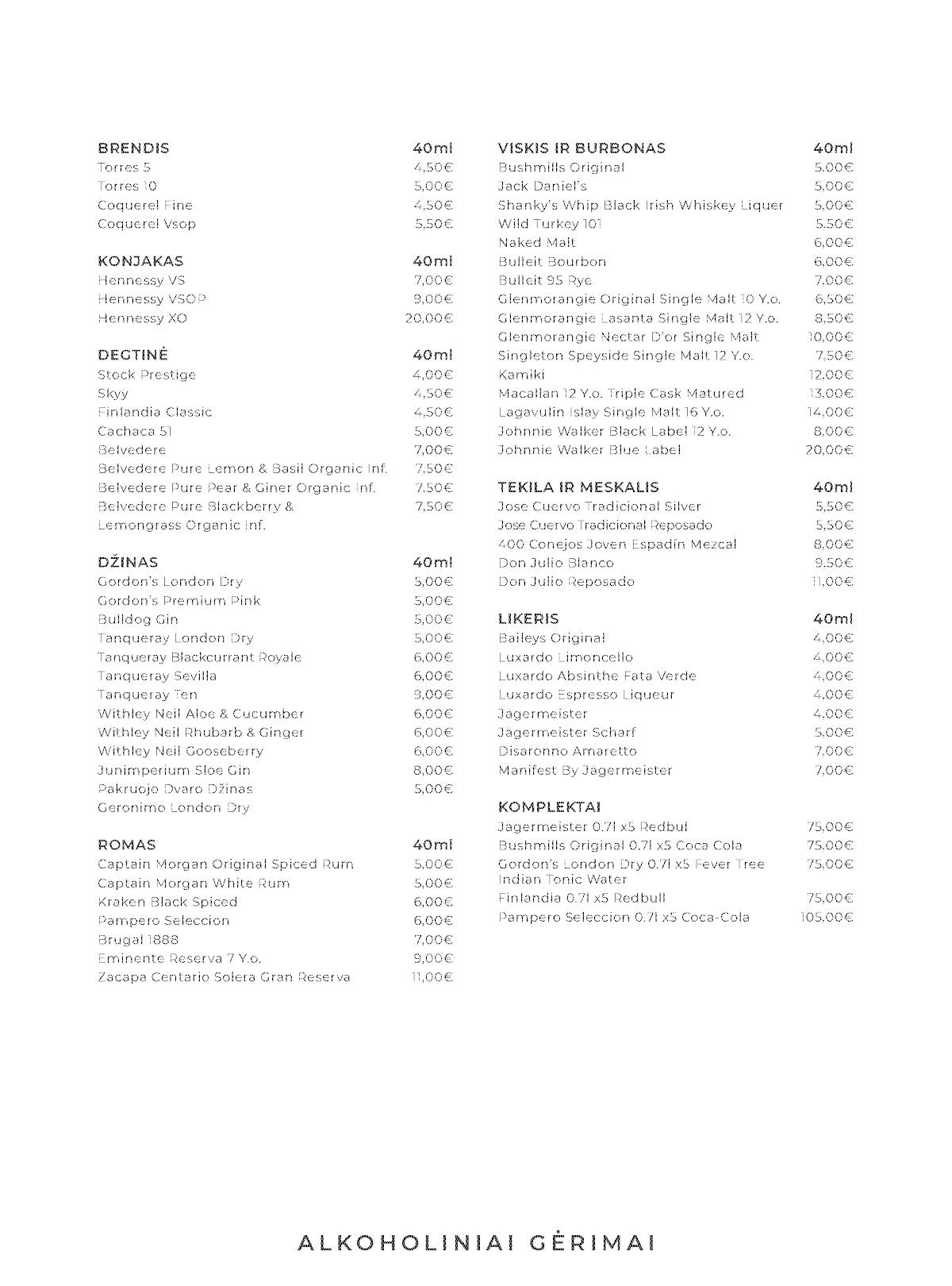 Menu at Mamma Kitchen Stories restaurant, Kaunas