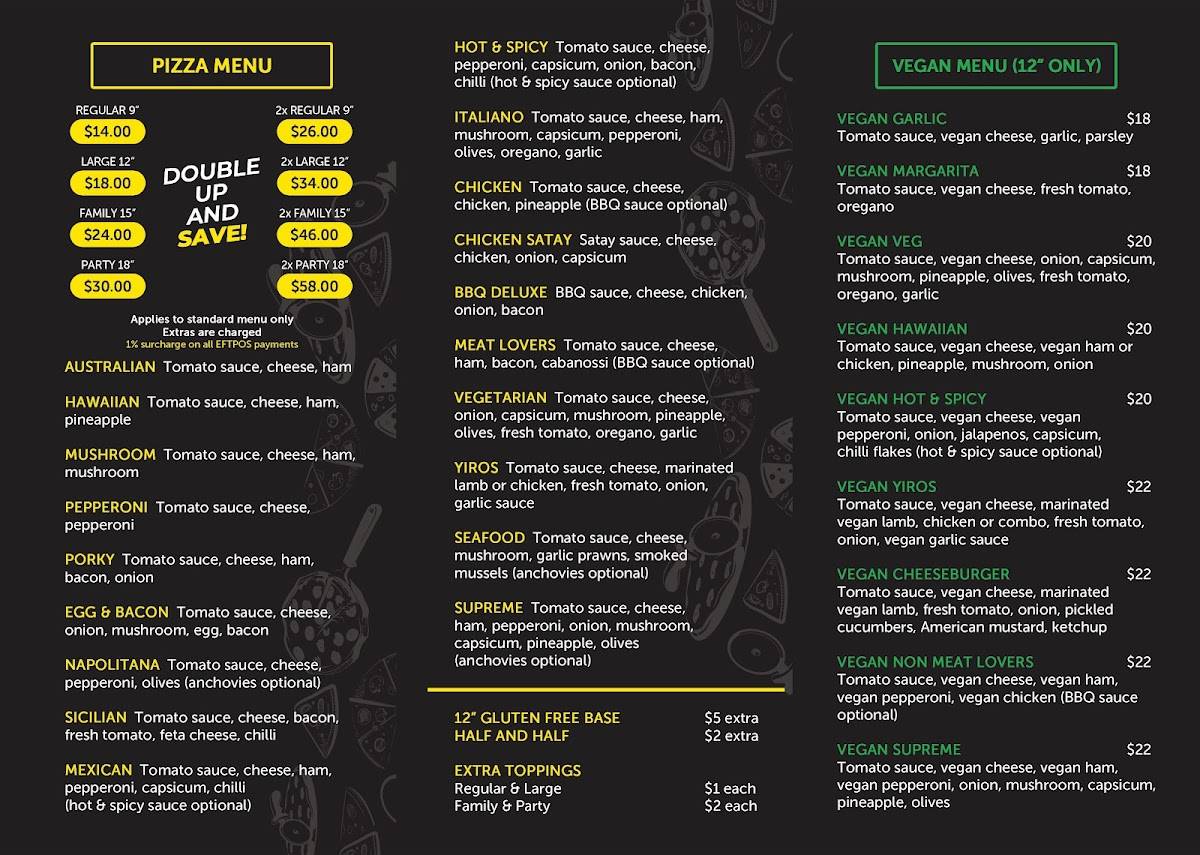 Menu at Mamma Mia Pizzeria, Gawler South