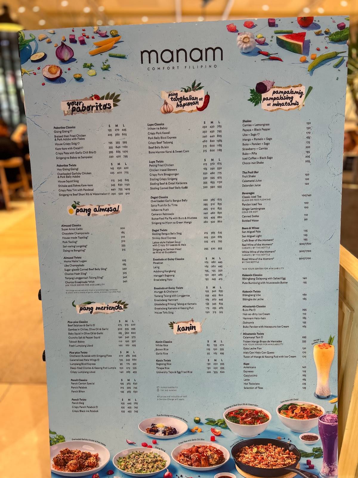 Carta del restaurante Manam Ayala Malls Manila Bay, Parañaque, Ground Floor