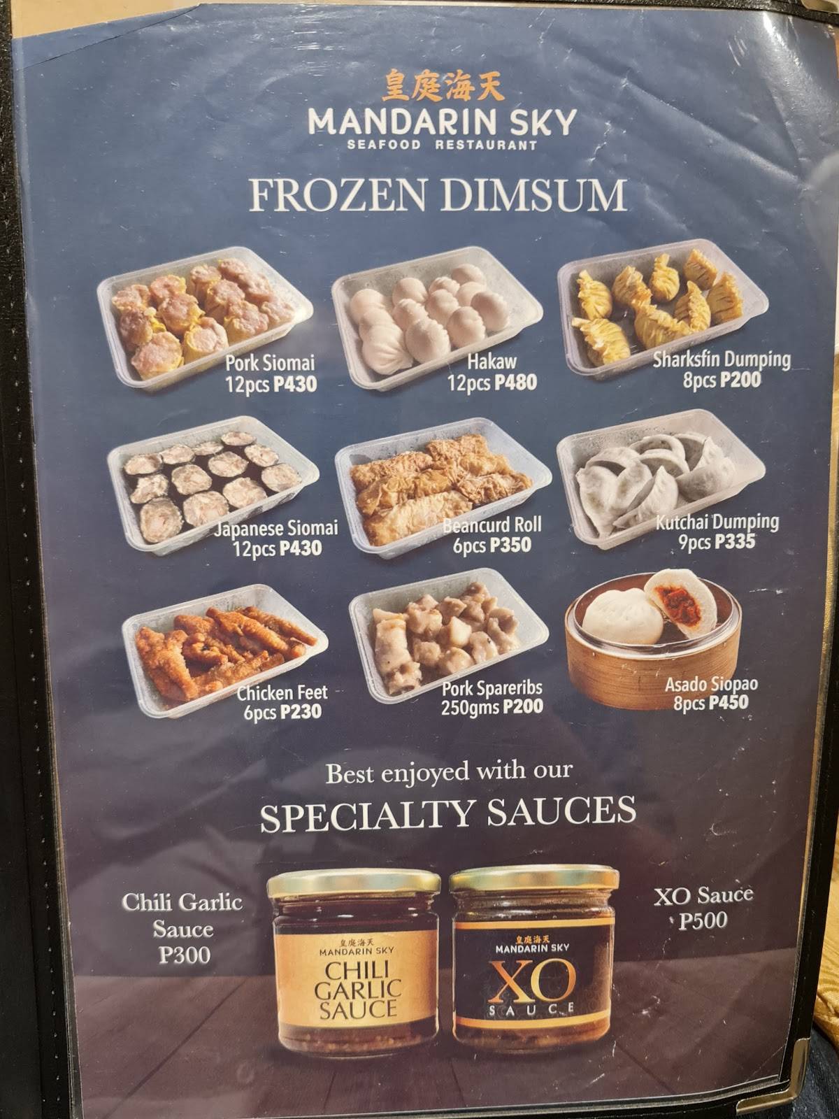 Menu at Mandarin Sky Banawe restaurant, Quezon City
