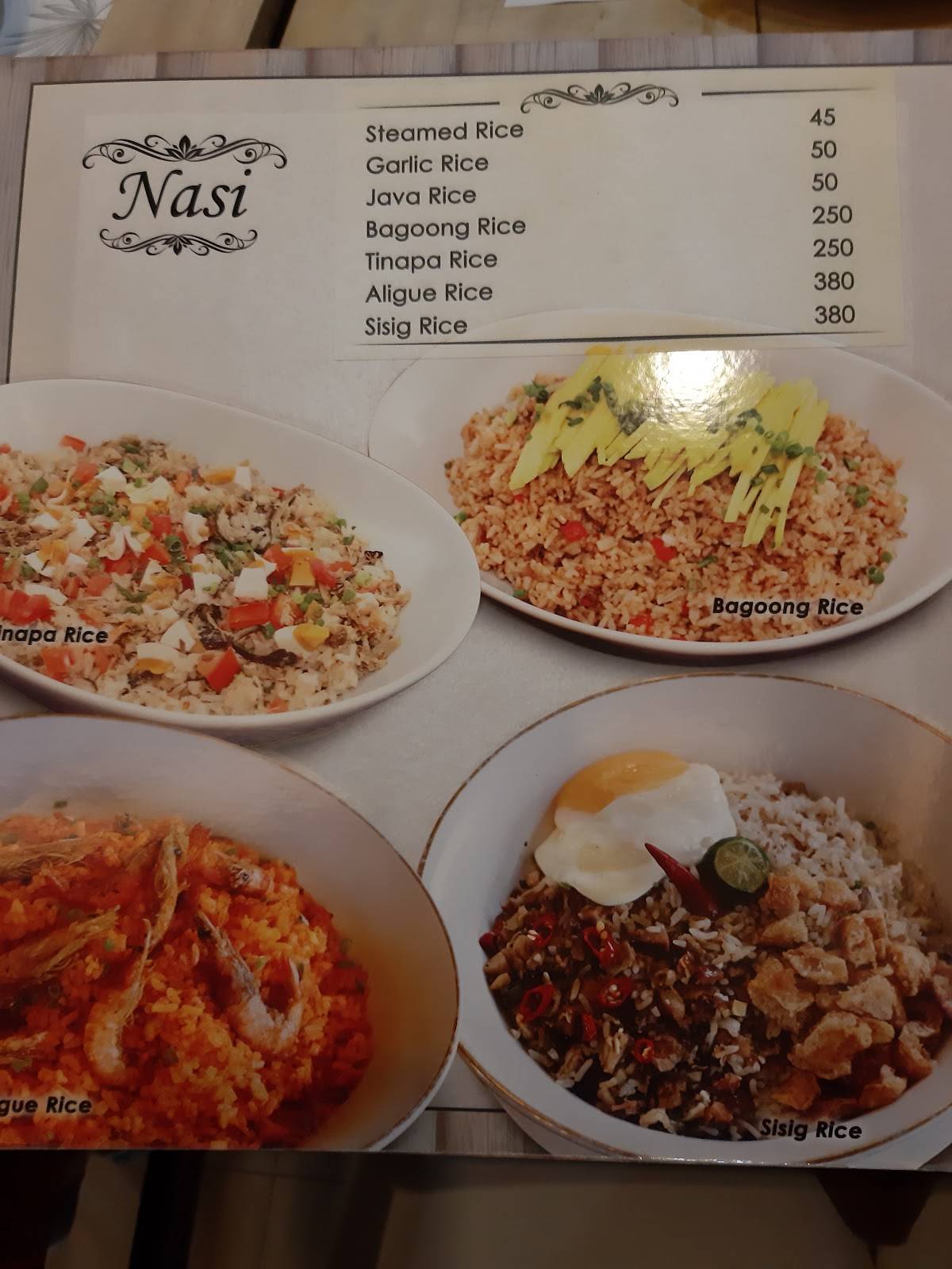 Menu at Mangan restaurant, Quezon City, Ortigas Ave