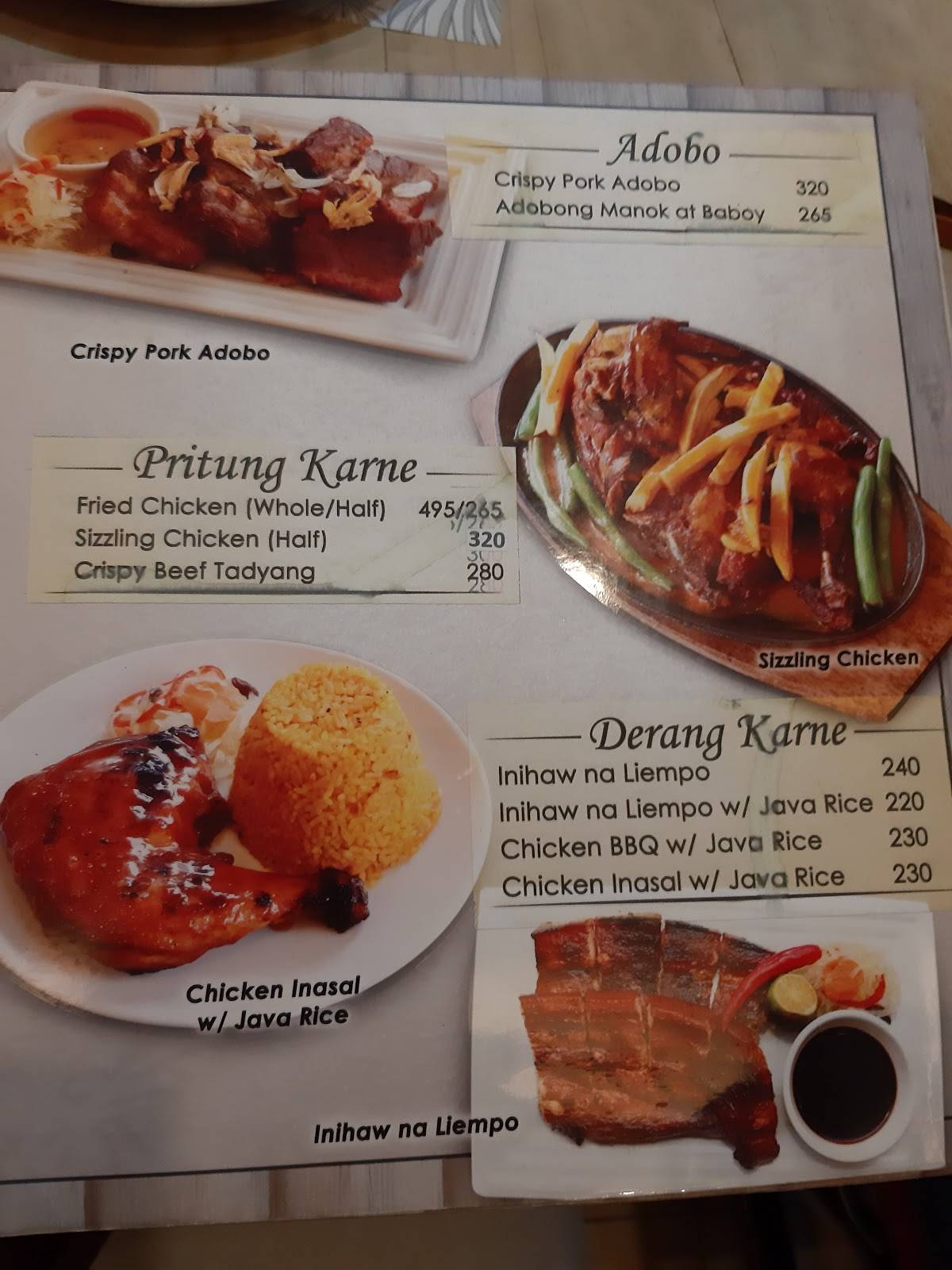 Menu at Mangan restaurant, Quezon City, Ortigas Ave