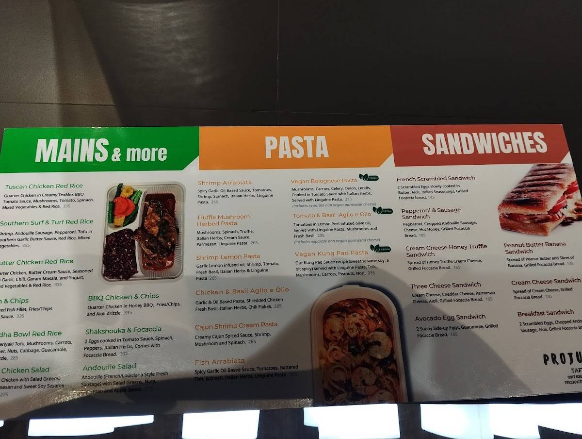 Menu at Projuice Juice Bar, Manila