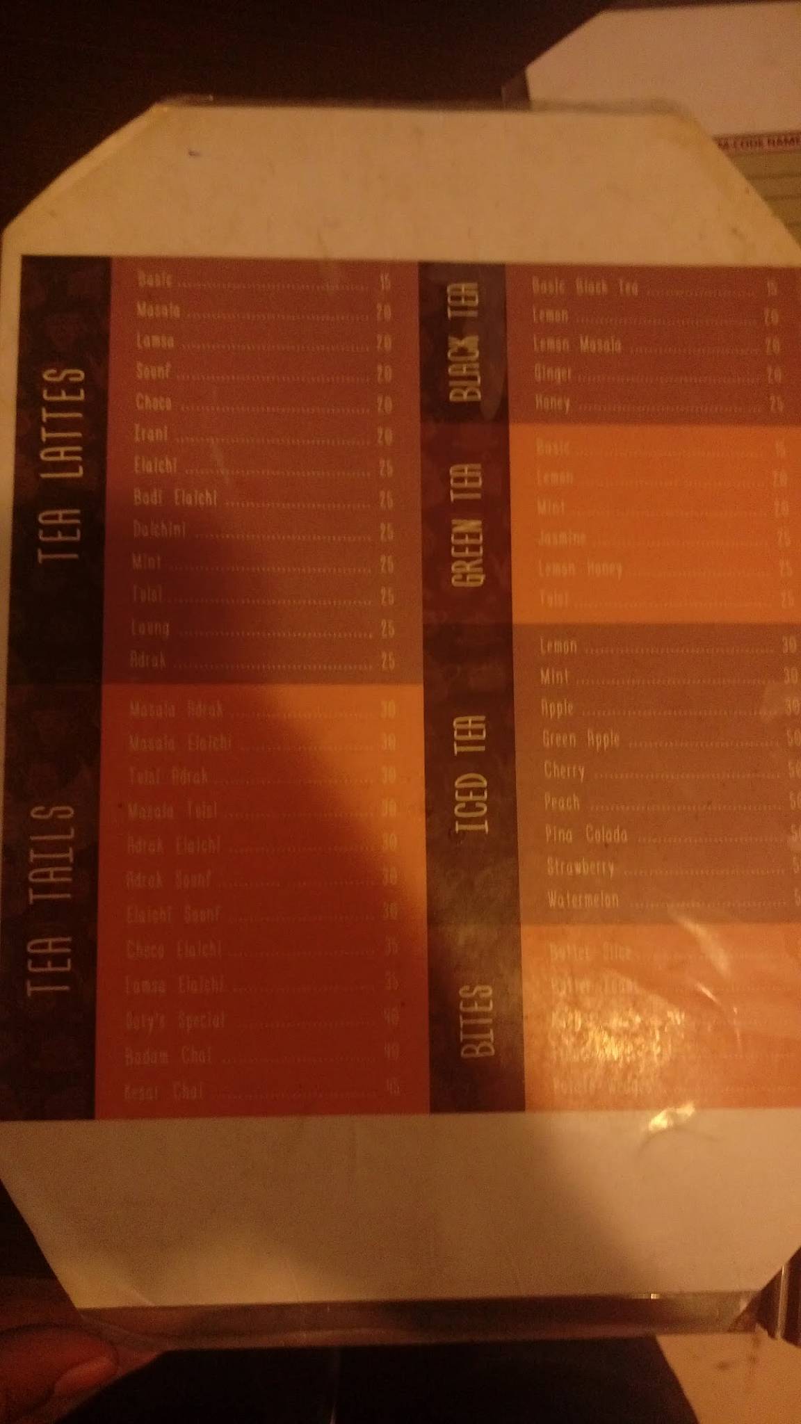 Menu at Manish coffee shop, Bhopal