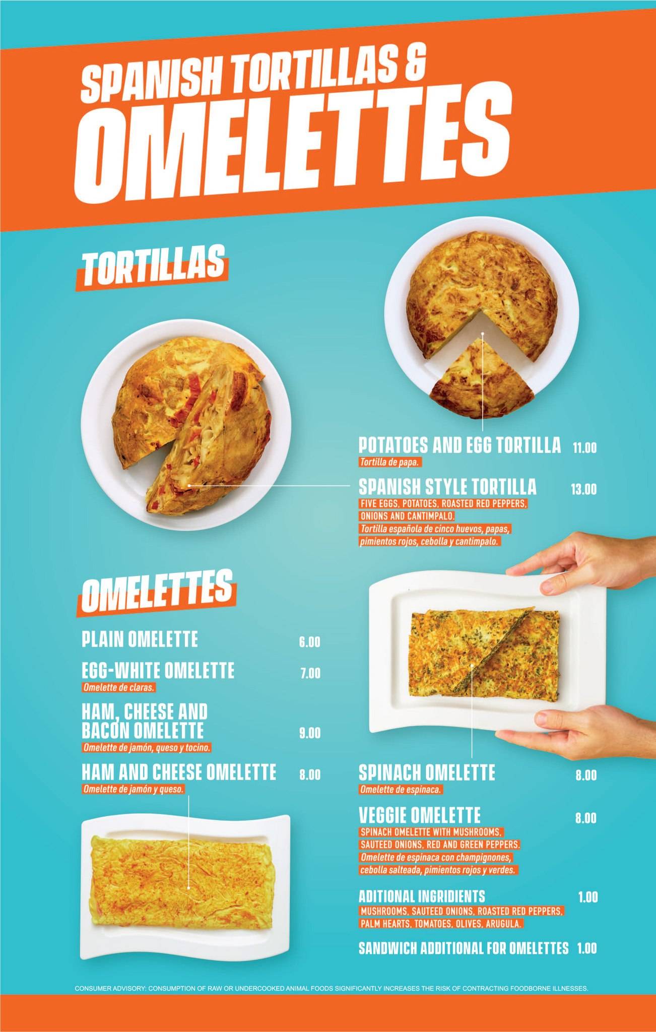 Menu at Manolo restaurant, Miami Beach, Collins Ave