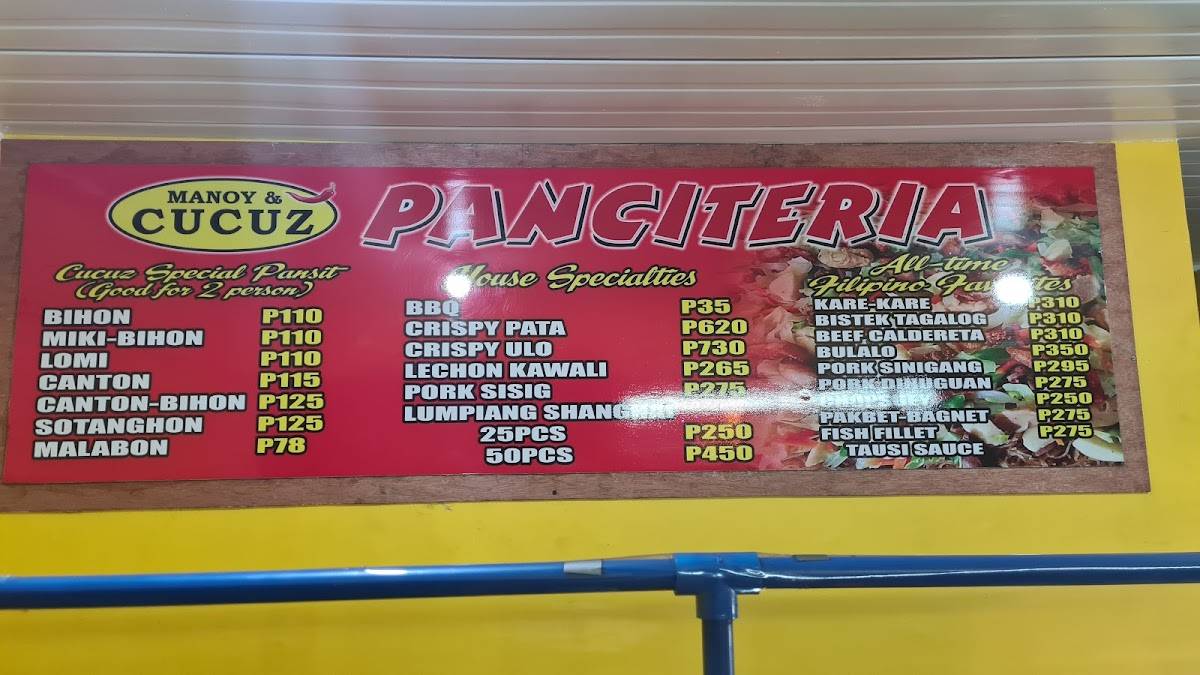 Menu at Manoy & Cucuz Panciteria restaurant, Makati, Antipolo St