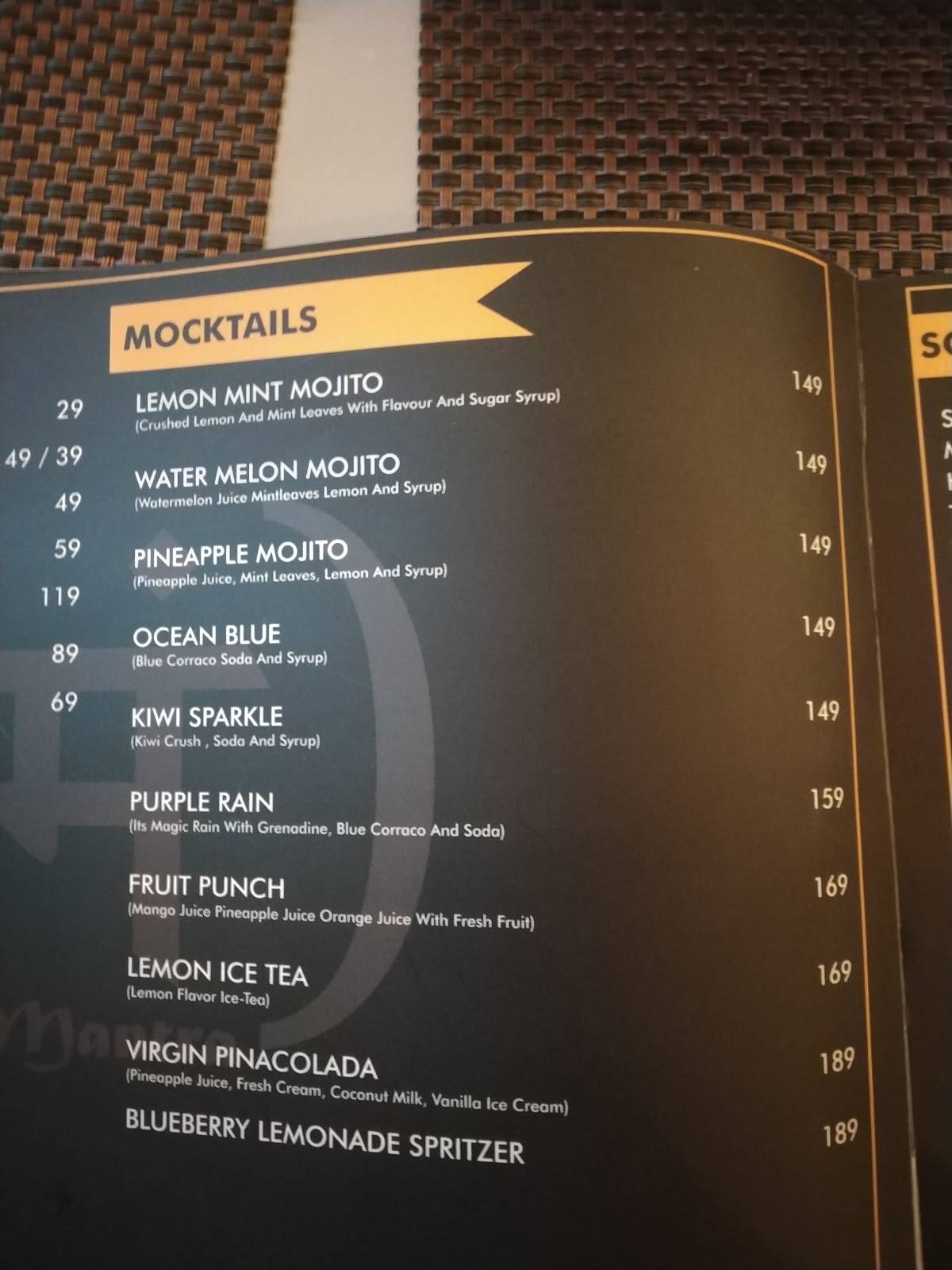 Menu at Mantra Fine Dine Restaurant & Bar, Nashik