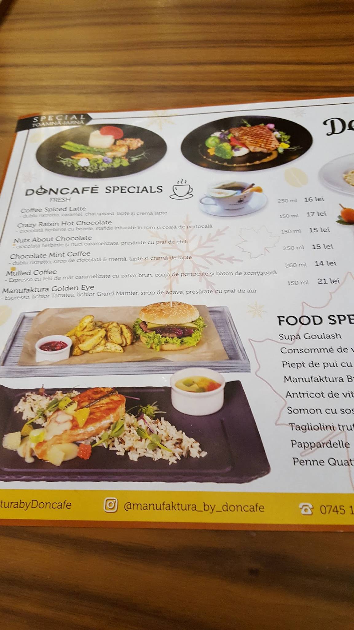 Menu au Manufaktura Mega Mall, Bucarest, Bulevardul Pierre de Coubertin 3-5